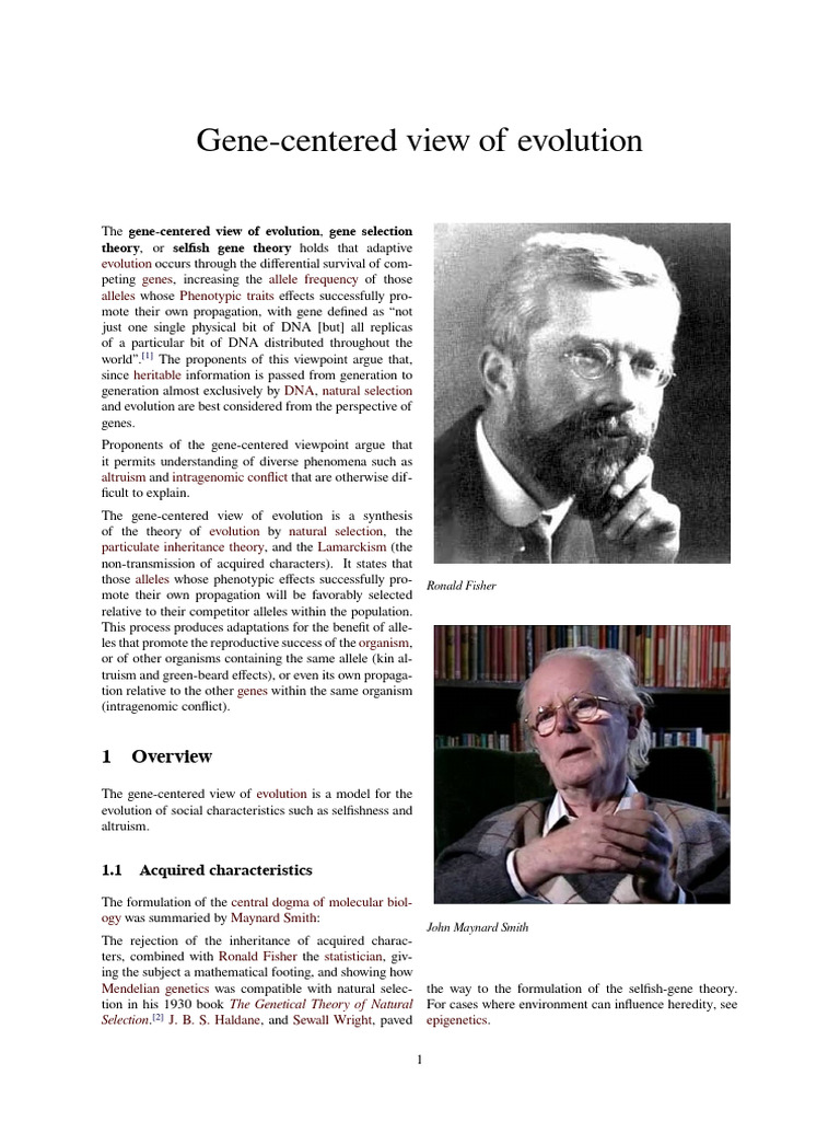 Gene-centered view of evolution | Download Free PDF | Nature | Biology