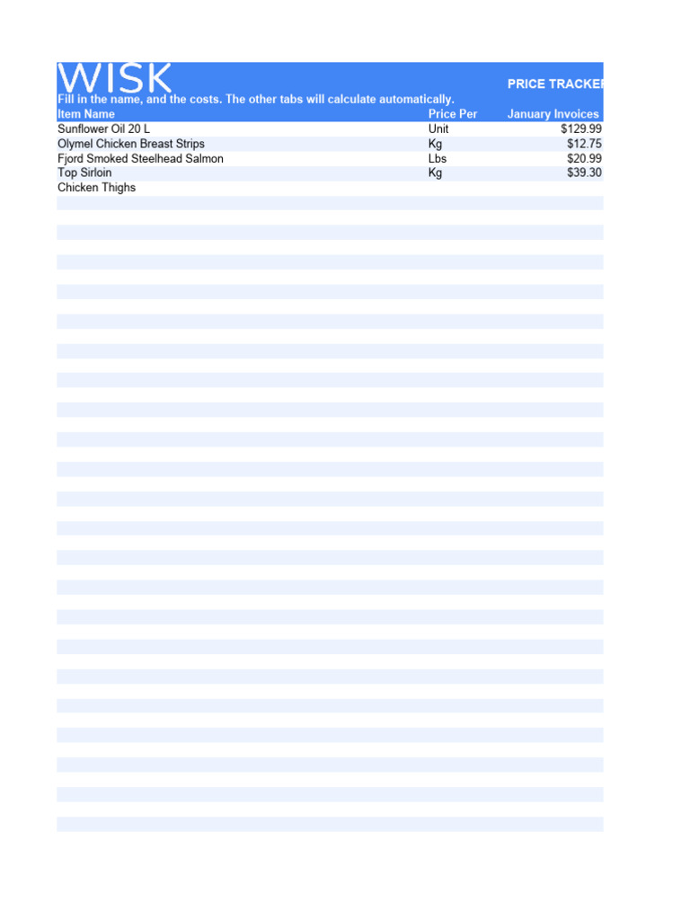 Cost Difference Tracker Worksheet | PDF