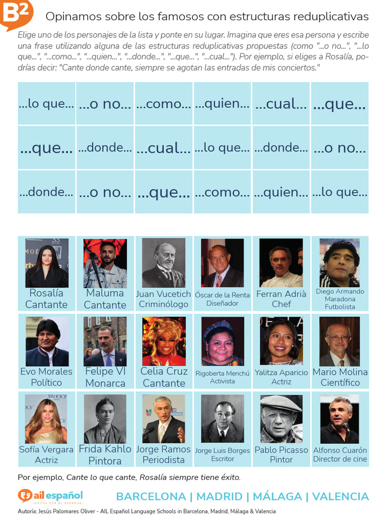 Ejercicio Espanol Estructuras Reduplicativas Subjuntivo | PDF | Arte