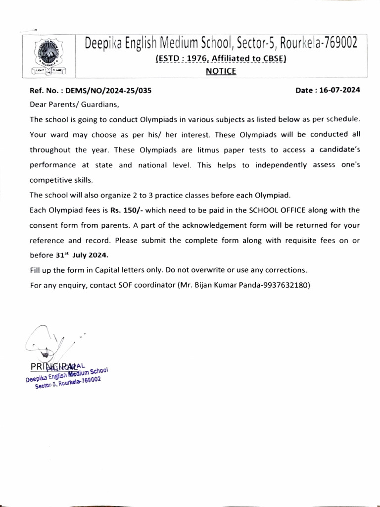 Notice For Class 6 To 12 | PDF