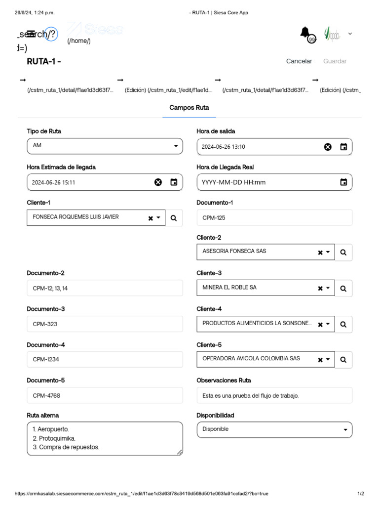 - RUTA-1 ---- formato impreso | PDF