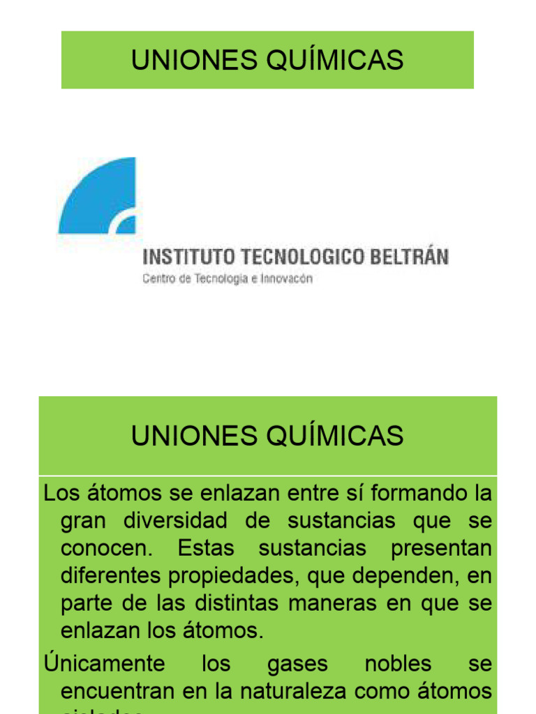 Tipos de Uniones Químicas y Propiedades | PDF | Polaridad química ...