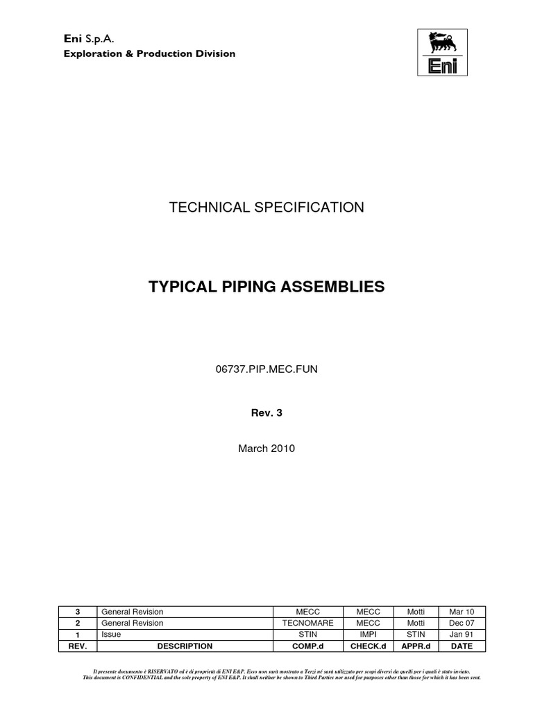 Typical Piping Assemblies: Technical Specification | PDF | Technology ...