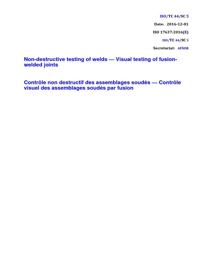 ISO 17637 | PDF | International Organization For Standardization | Welding