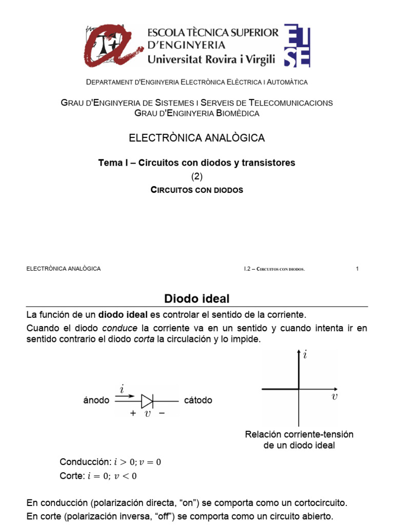 EA Tema I 2 Circuitos Con Diodos | PDF | Diodo | Electrónica