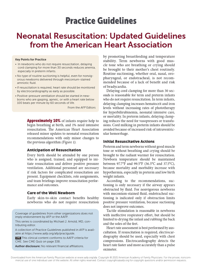Practice Guidelines: Neonatal Resuscitation: Updated Guidelines From ...