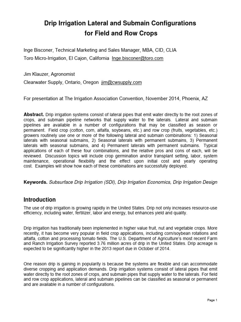 Drip Irrigation Lateral Configurations | PDF | Pipe (Fluid Conveyance ...