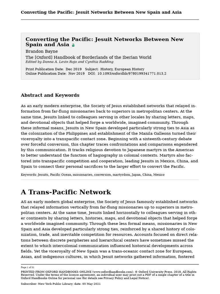Brandon Bayne - Converting The Pacific. Jesuit Networks Between New ...