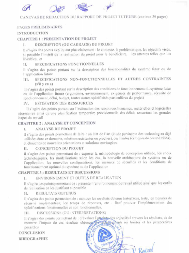 Canevas de Redaction Du Rapport de Projet Tuteure | PDF