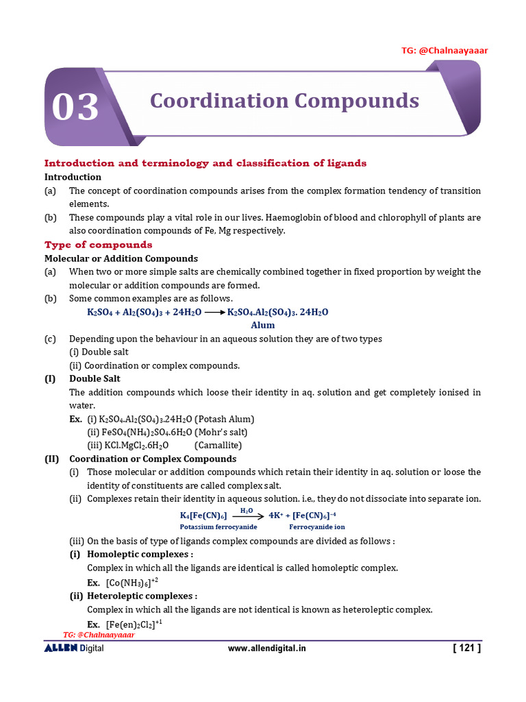 COORDINATION COMPOUNDS | Download Free PDF | Coordination Complex | Ligand