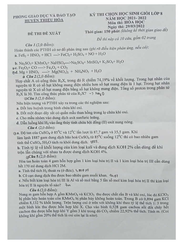 De HSG 8 Thieu Hoa nam 2021 - 2022 | PDF