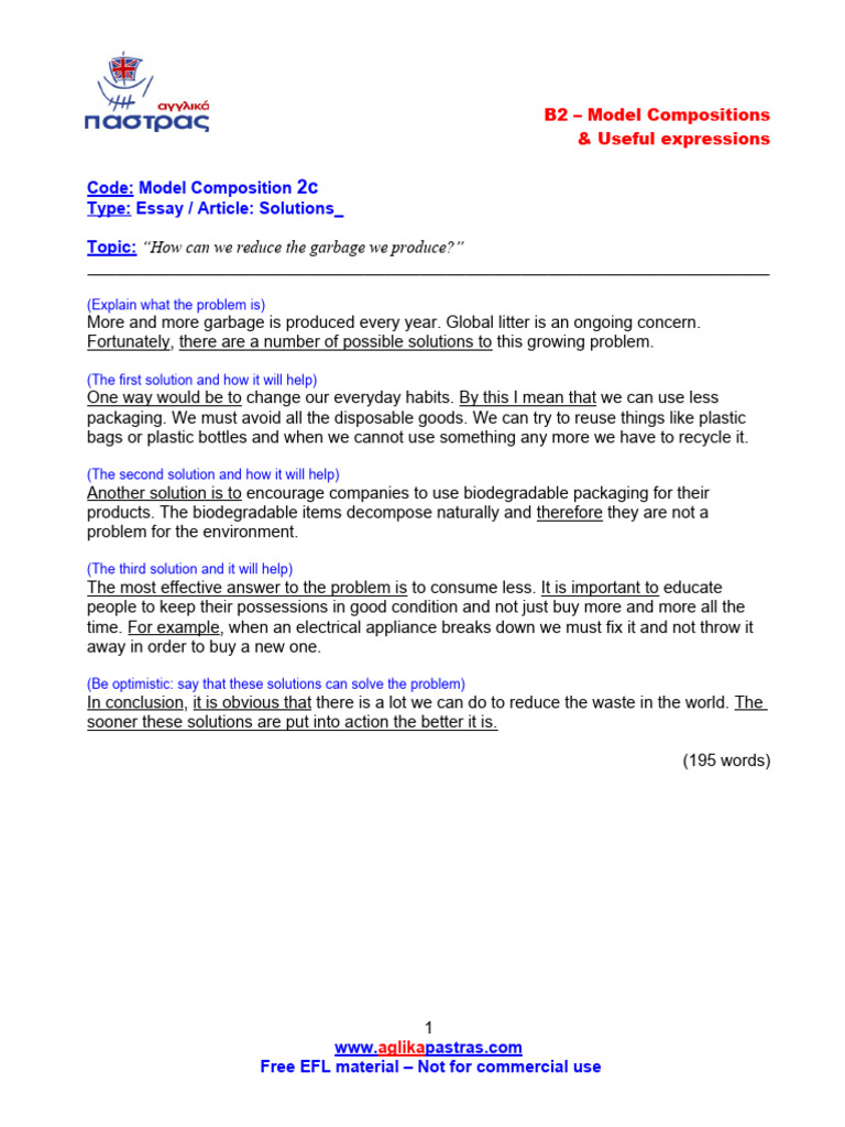 How Can We Reduce The Garbage We Produce - B2 - Solutions | PDF | Waste ...