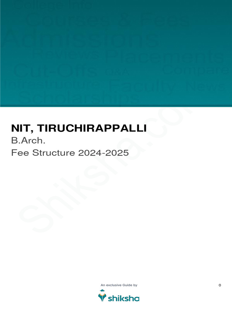 NIT Trichy National Institute of Technology | PDF | Business