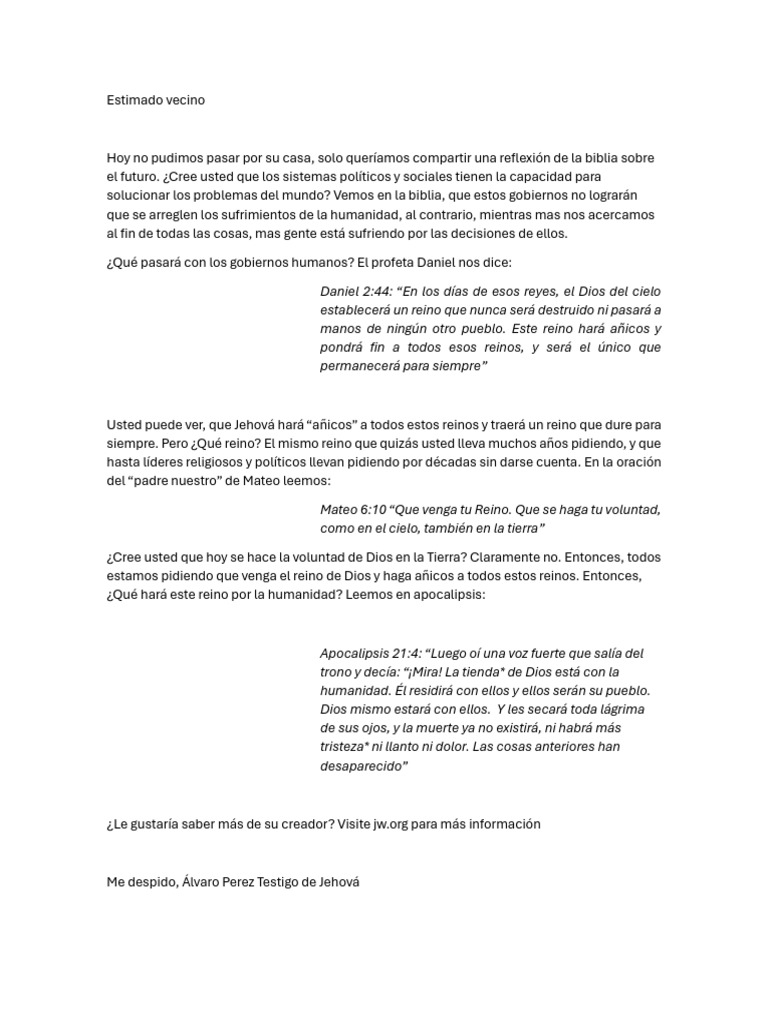 Carta de Ánimo Primera | PDF