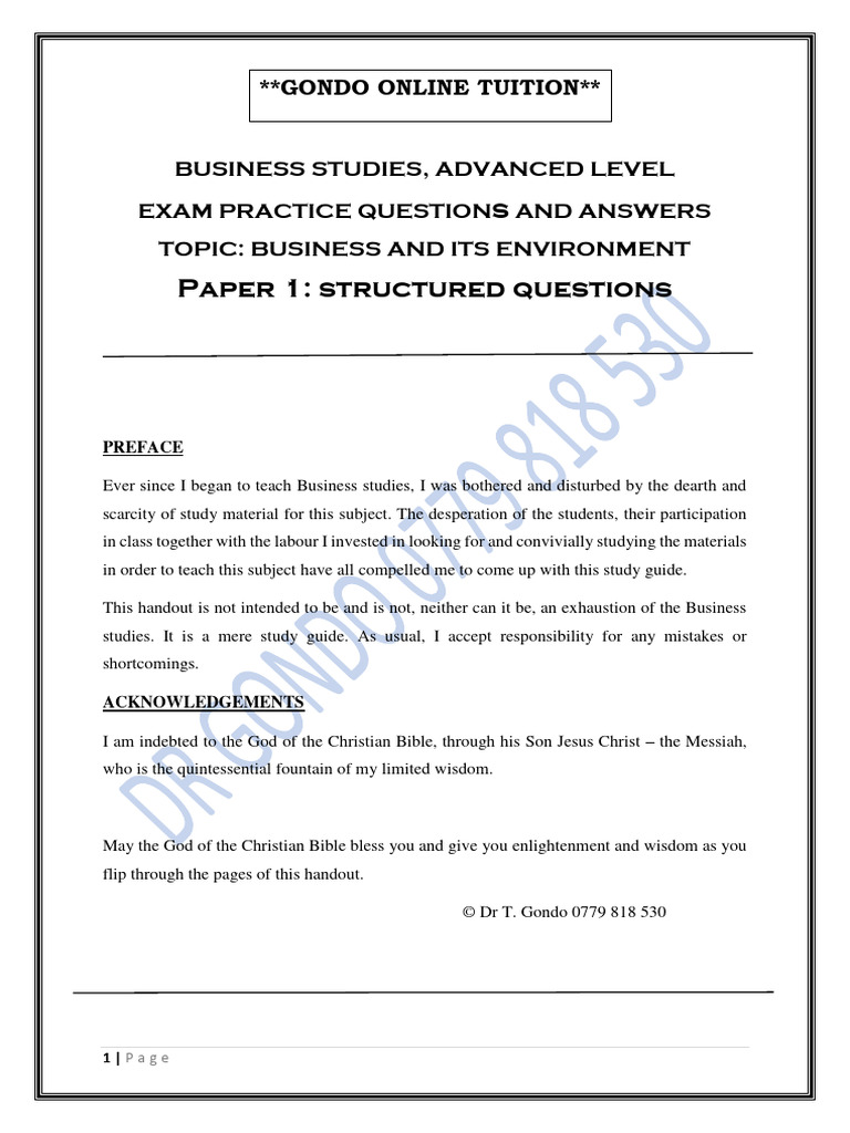B.S Qns and Ans Business and Its Environment by DR Gondo | PDF | Taxes | Exports
