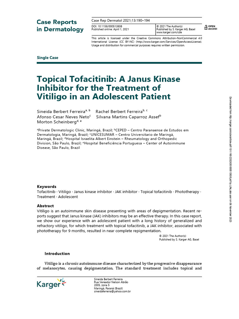 2021 Topical Tofa in Vitiligo 2021 | PDF | Medical Specialties ...