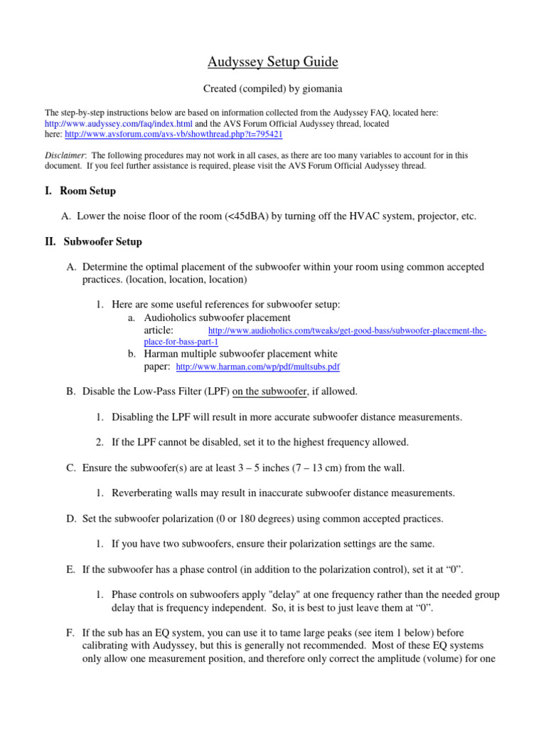 Audyssey Setup Guide | PDF | Computer Programming | Computing