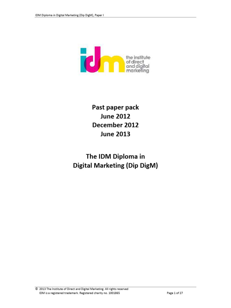 DDIG Past Paper Pack 2013 - Updated | PDF | Digital Marketing | Marketing