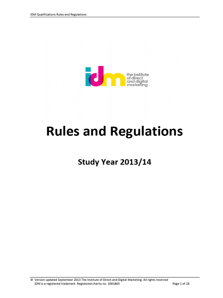 IDM Qualifications - Rules and Regulations - Students - Aug 2013 | PDF ...