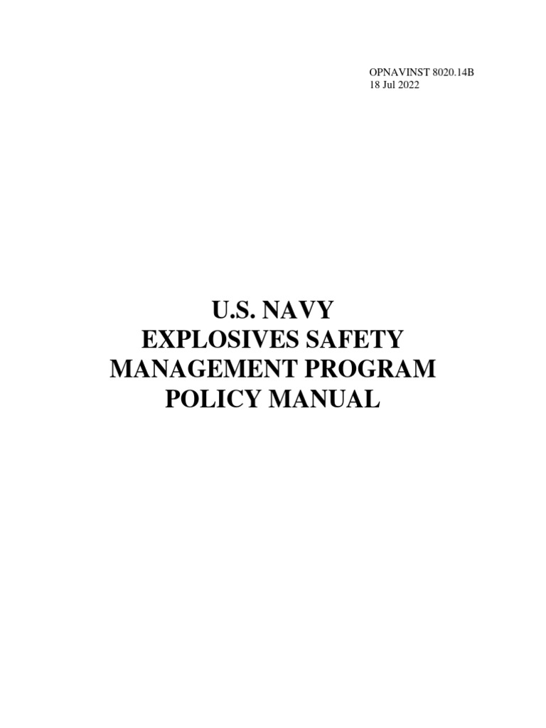Navy Explosives Safety Management Manual | PDF | United States Navy ...