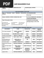 EC Camp Management Plan | PDF | Hand Washing | Toilet
