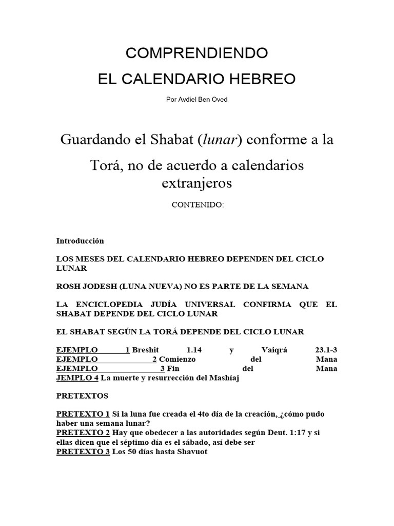Shabbat Lunar 2020 | PDF | Año | Calendario hebreo