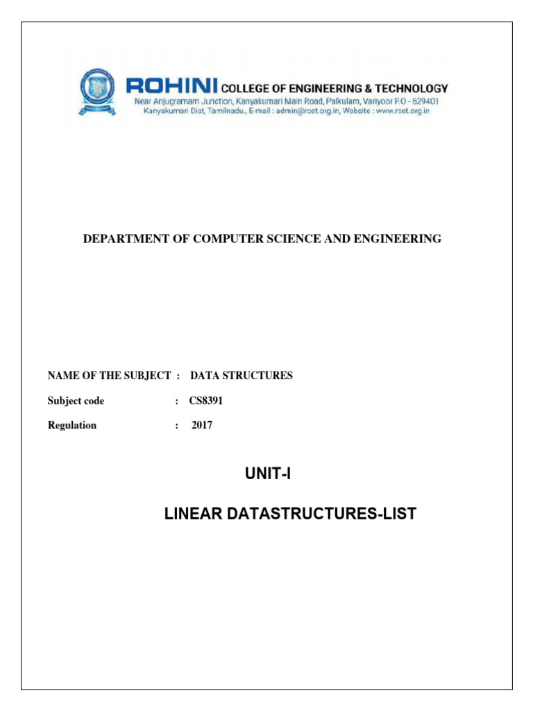 U.I CS8391 Data Structures | PDF | Pointer (Computer Programming) | Computer Program