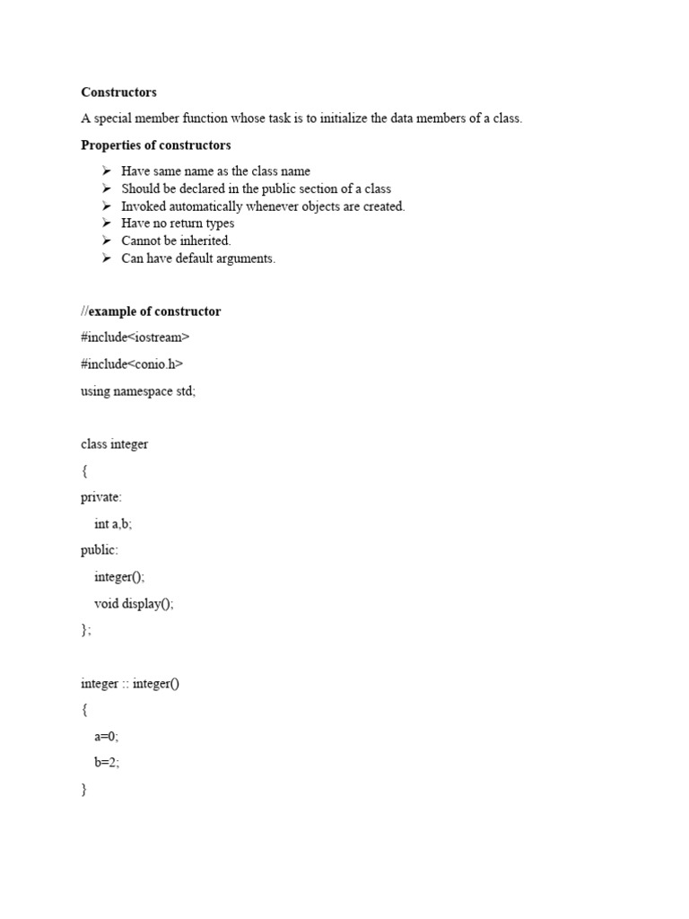 Constructors Notes Download Free Pdf Constructor Object Oriented