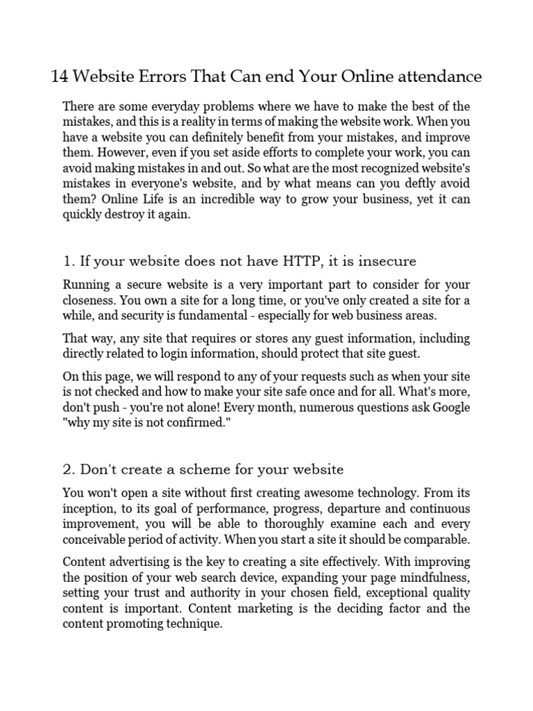14 Critical Website Errors to Avoid | PDF | Search Engine Optimization ...