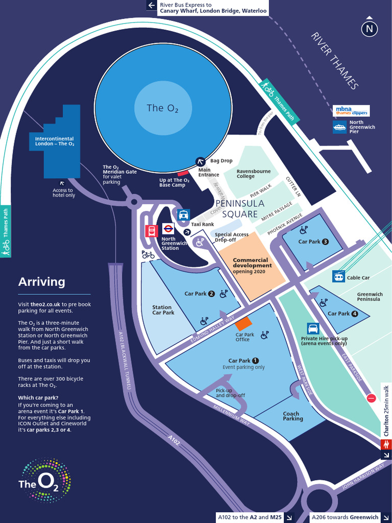 O2 Arena Parking and Access Map | PDF | Road Transport | Land Transport