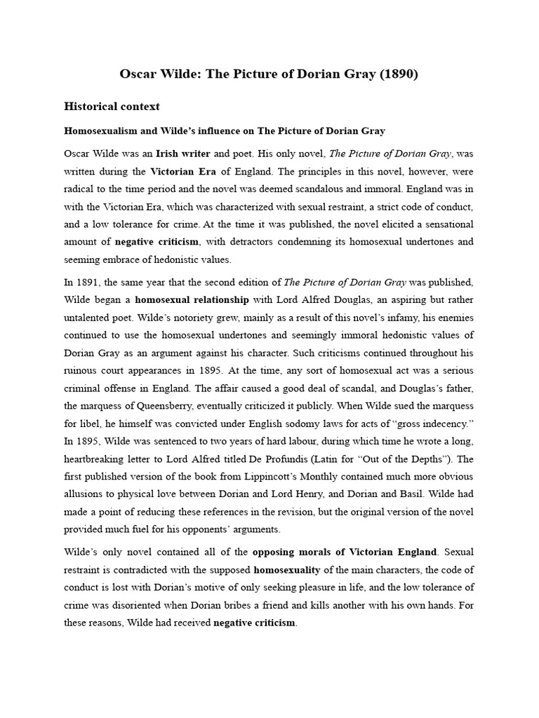 Oscar Wilde The Picture Of Dorian Gray Pdf The Picture Of Dorian
