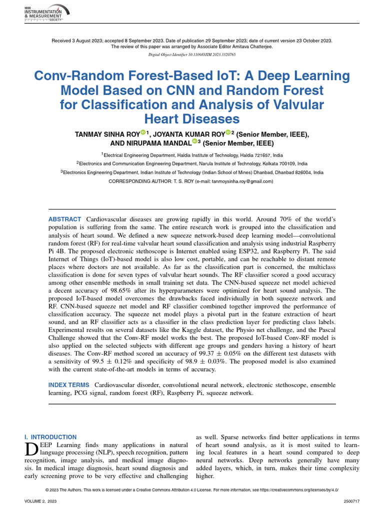 Conv Random Forest Based Iot A Deep Learning Model Based On Cnn And Random Forest For