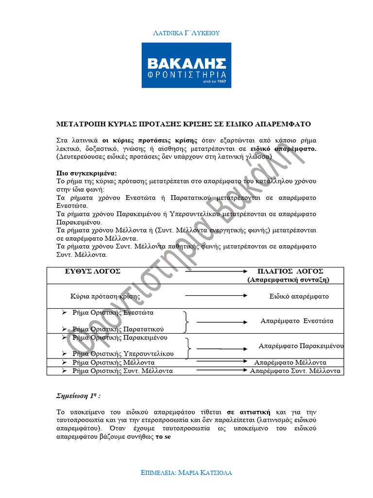 Metatropi Kyrias Protasis | PDF