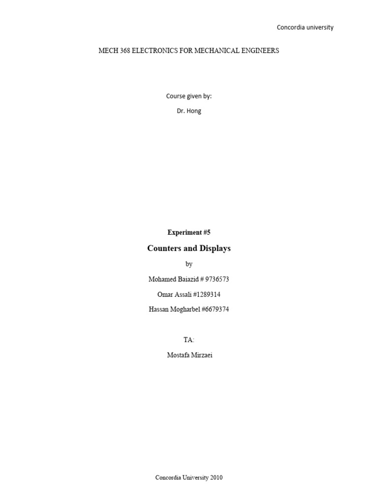 Mech 368 Lab# 5 | PDF | Logic Gate | Electronic Circuits