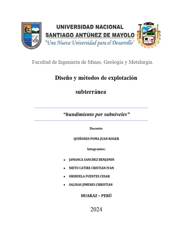 Hundimiento Por Subniveles (1) 2345 | PDF | Minería | Entorno natural