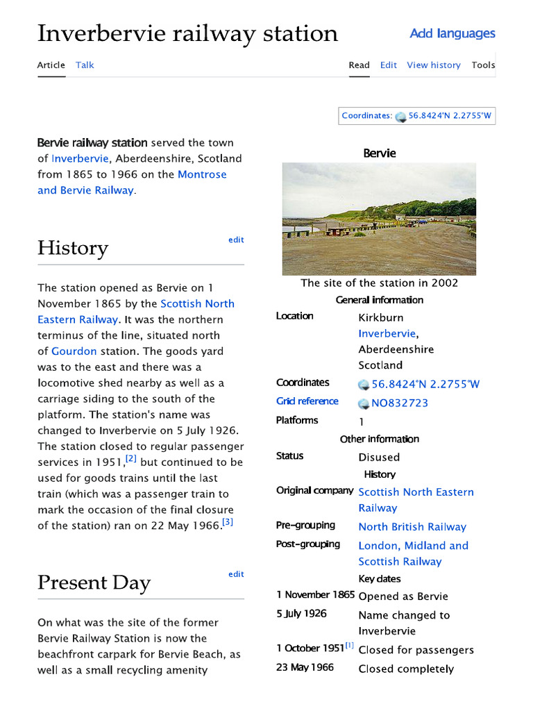 Inverbervie Railway Station | PDF