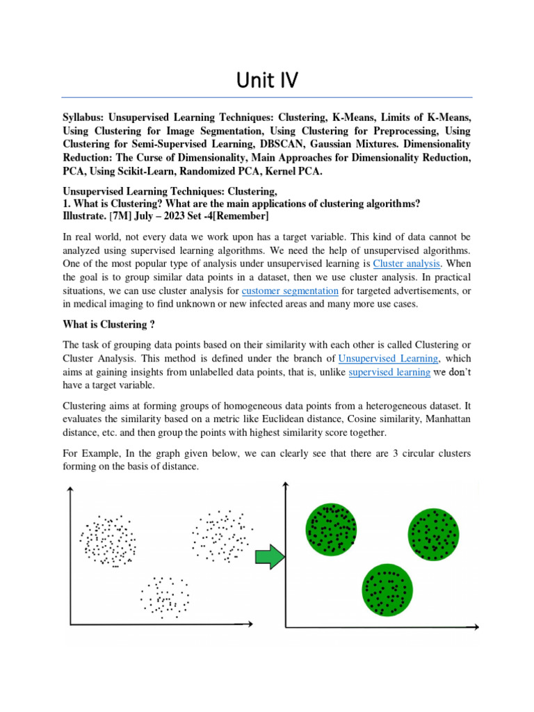 4.Unit 4 Ml Q&A | Download Free PDF | Cluster Analysis | Image Segmentation