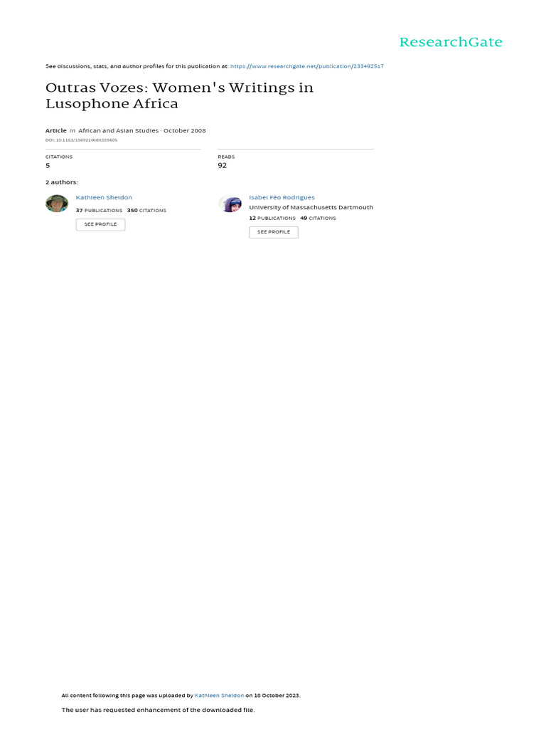 Sheldon Rodrigues 2008 Outras Vozes | PDF | Angola | Mozambique