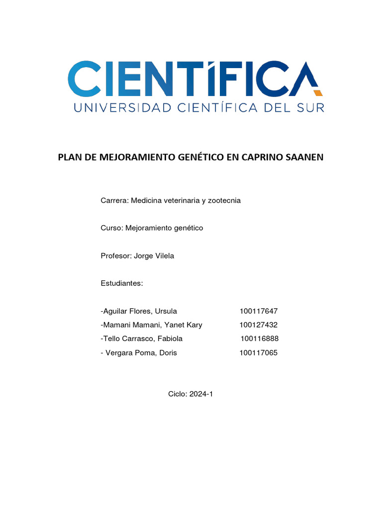 Plan de Mejoramiento Genetico en Caprinos | PDF | Leche | Cabra Plan de Mejoramiento Genetico en Caprinos | PDF | Leche | Cabra