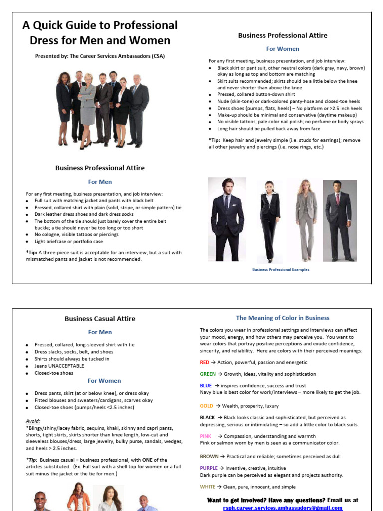 A Quick Guide to Professional Dress for Men and Women | PDF | Dress ...