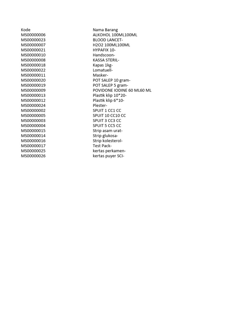 Data Stok Bahan Habis Pakai | PDF