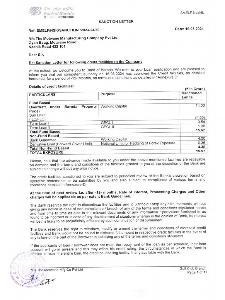 Sanction Letter Motwane 1 - 240320 - 193443 | PDF