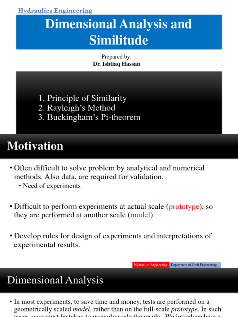 Dimensional Analysis & Similitude | PDF | Reynolds Number | Physics