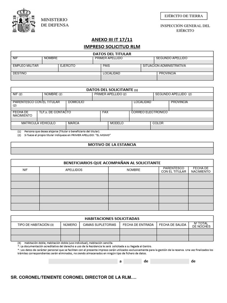 Anexo III Solicitud RLM | PDF