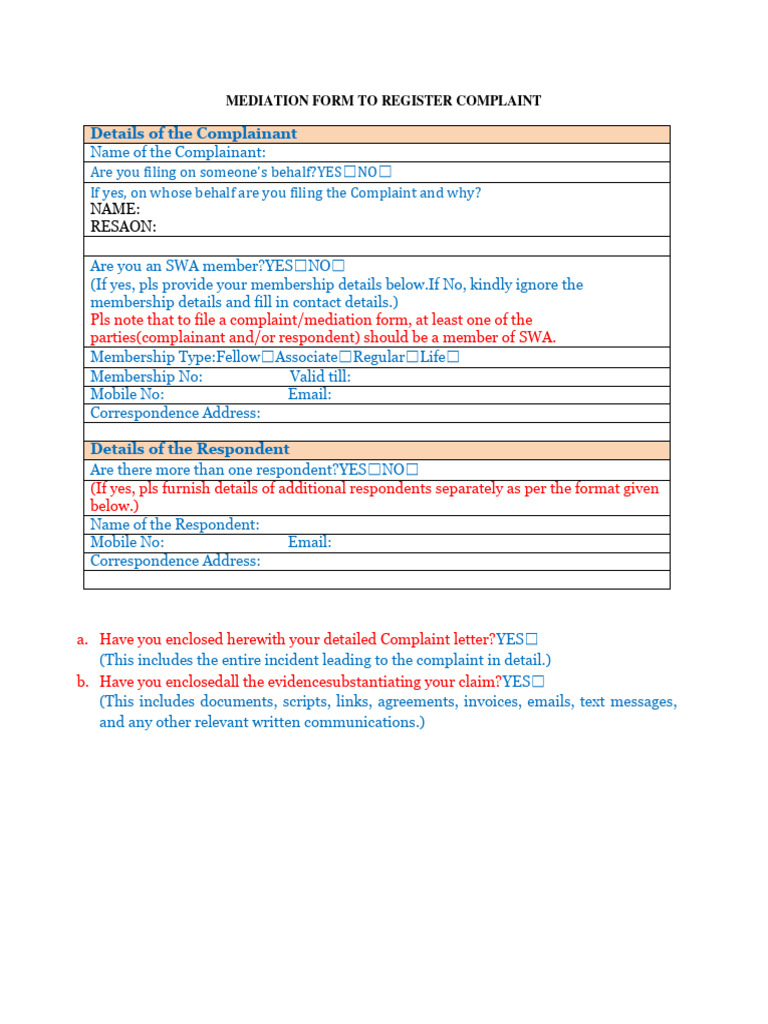 Mediation Form | PDF | Mediation | Common Law