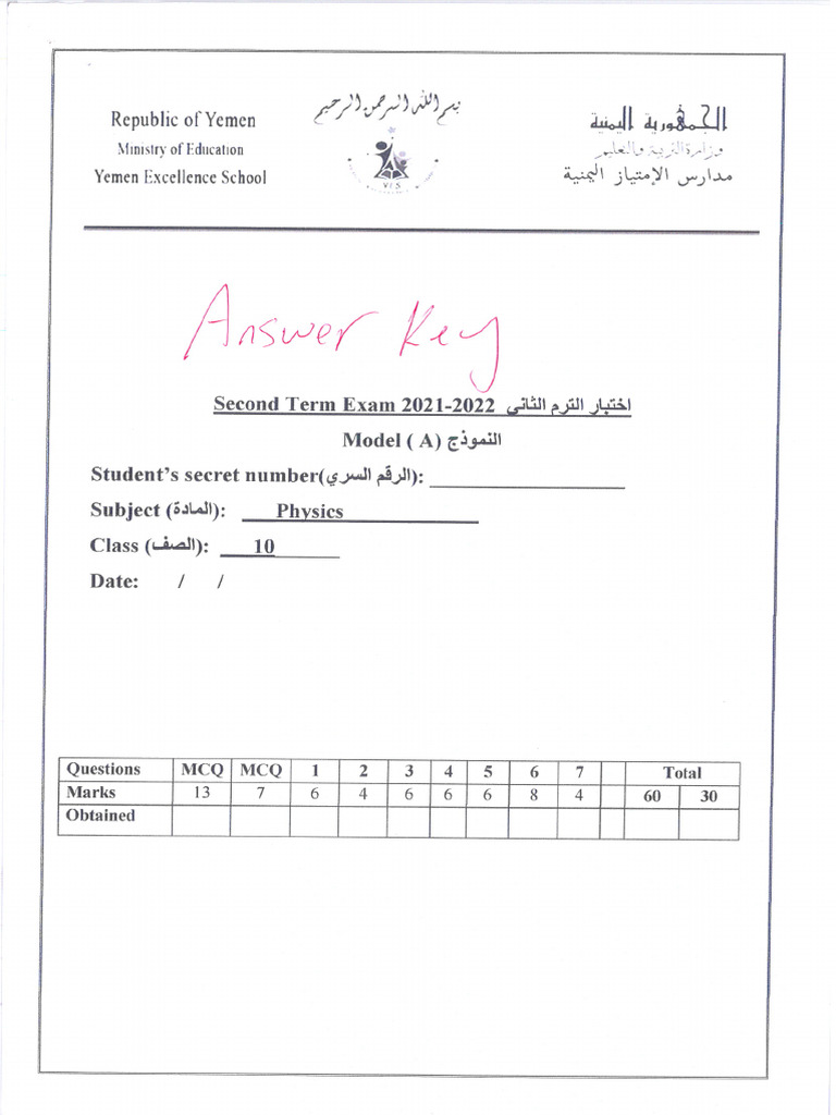Grade 10 answer key | PDF