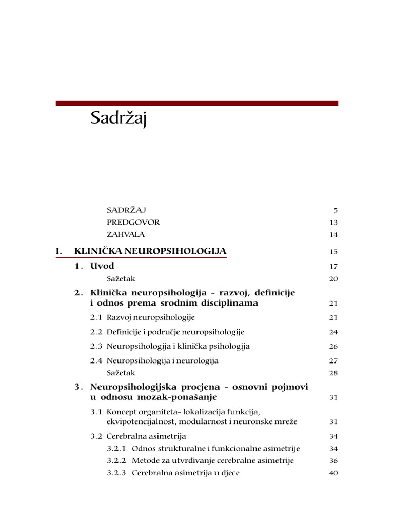 Neuropsihologijska Procjena - Sadrzaj | PDF