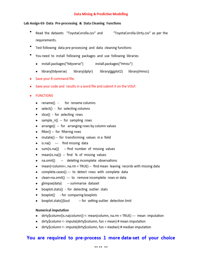 Data Pre-processing in R for Toyota Dataset | PDF | Computers