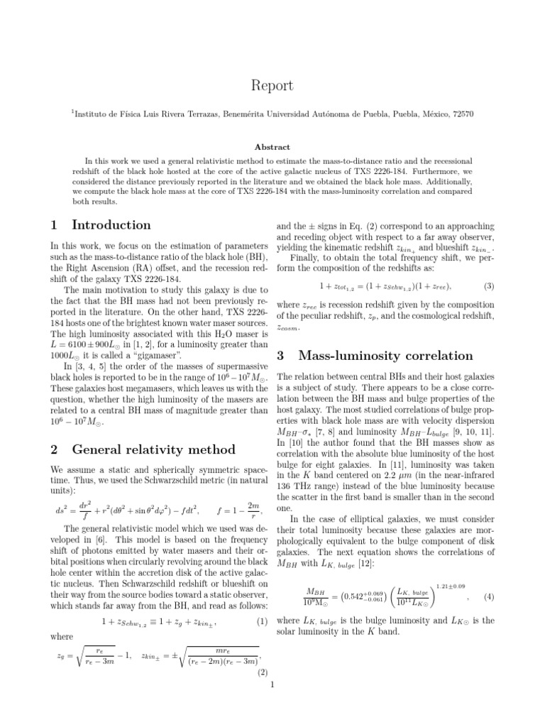 Report 2 | PDF | Redshift | Galaxy