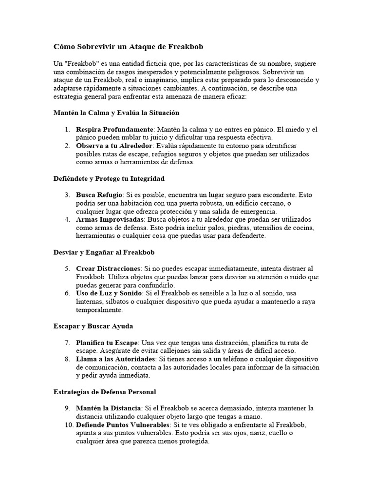 Cómo Sobrevivir Un Ataque de Freakbob | PDF | Autodefensa